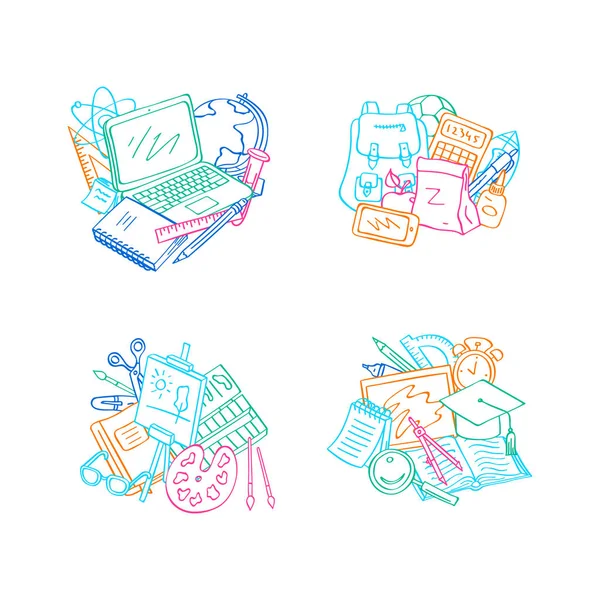 Vector back to school doodle elements pattern or background. Study and learning objects. Book ...