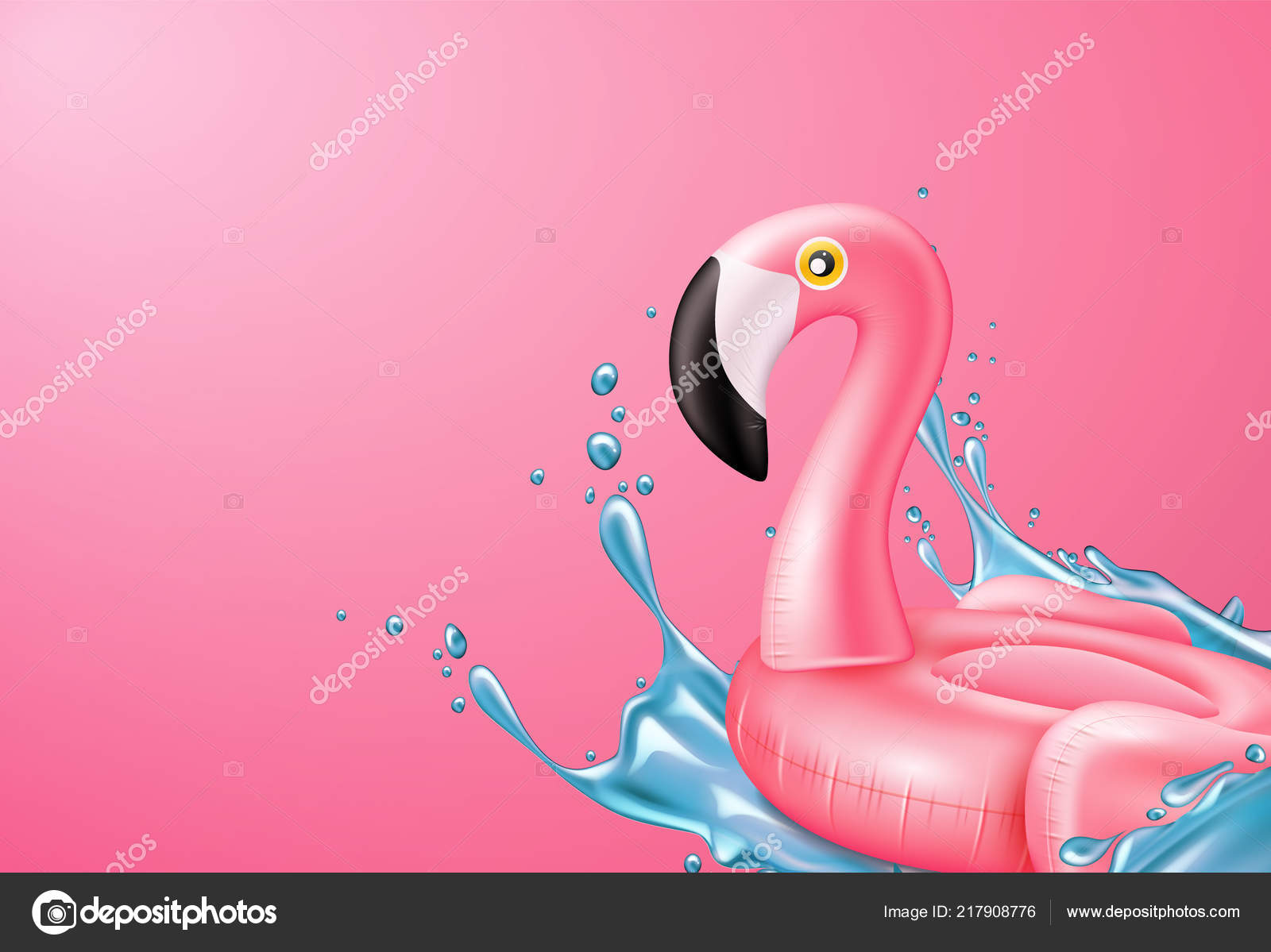 Vector 3d pink flamingo inflatable pool ring Stock Vector Image by ...