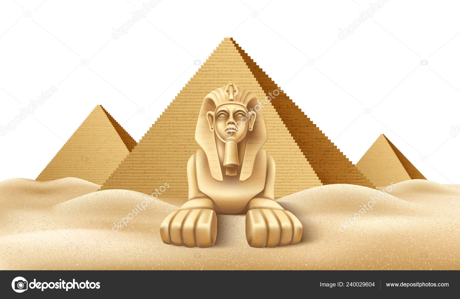 Vector Egypt pyramid and sphinx landmark realistic Stock Vector by ©IrinaBelokrylova 240029604