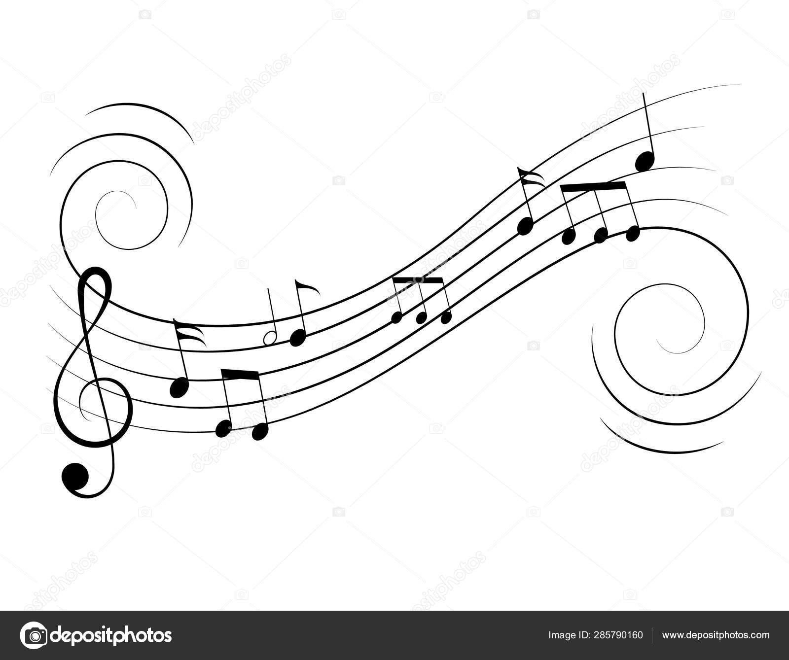 Notes de musique vectorielles triple flux de clef sur le personnel de ...