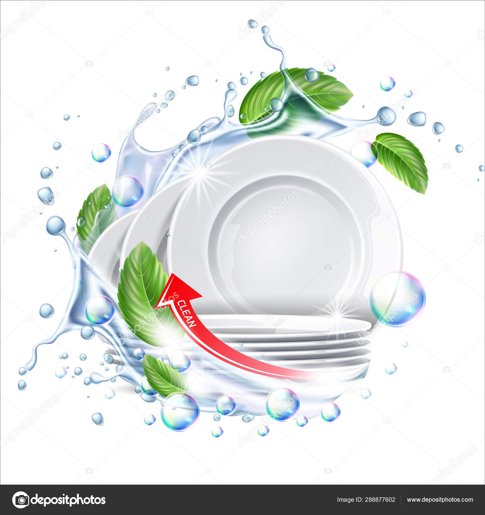 Vector realistic stack of clean plate white mockup Stock Vector by ...