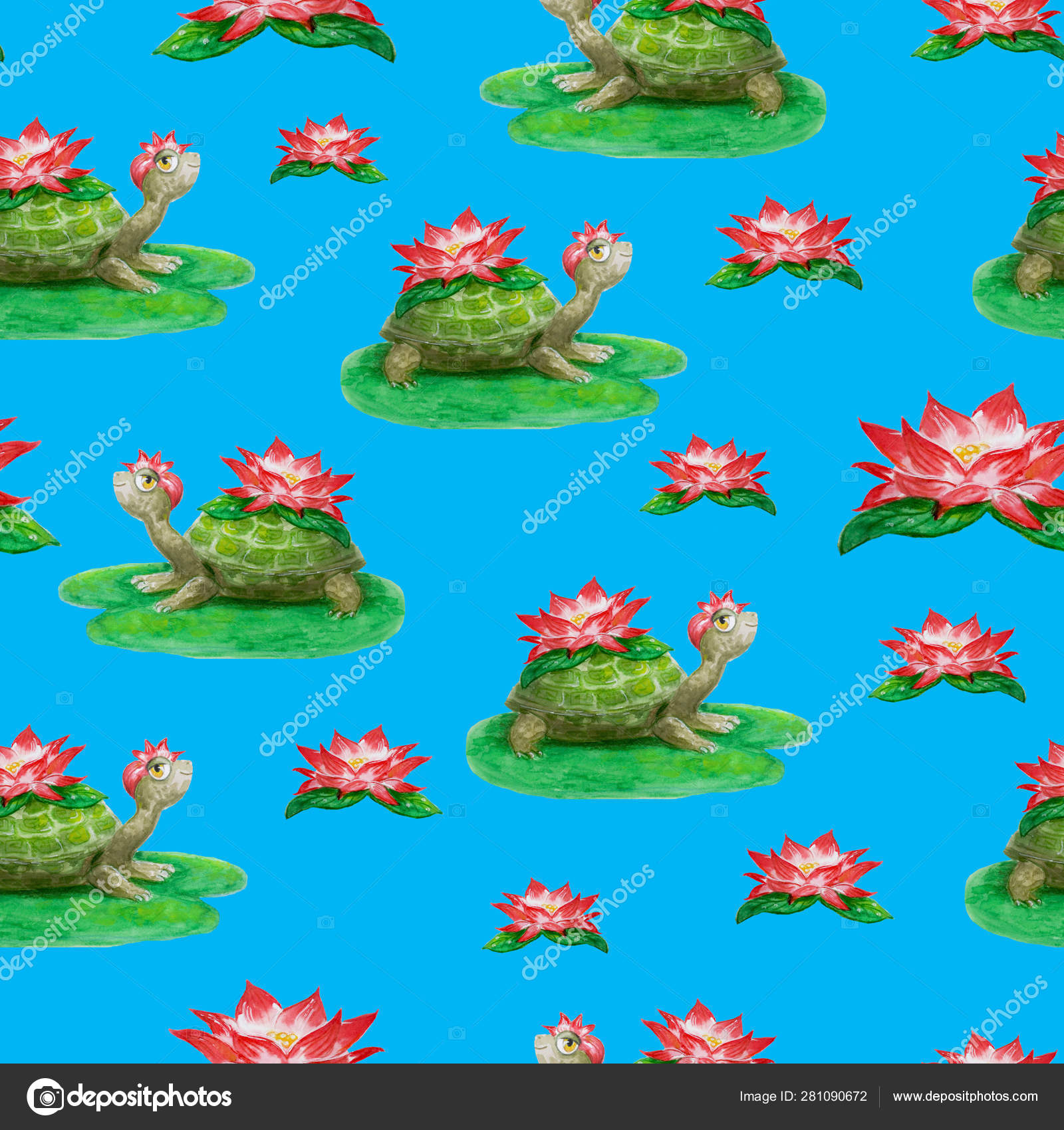 Bright seamless pattern with funny cartoon animals. Hand-drawn ...