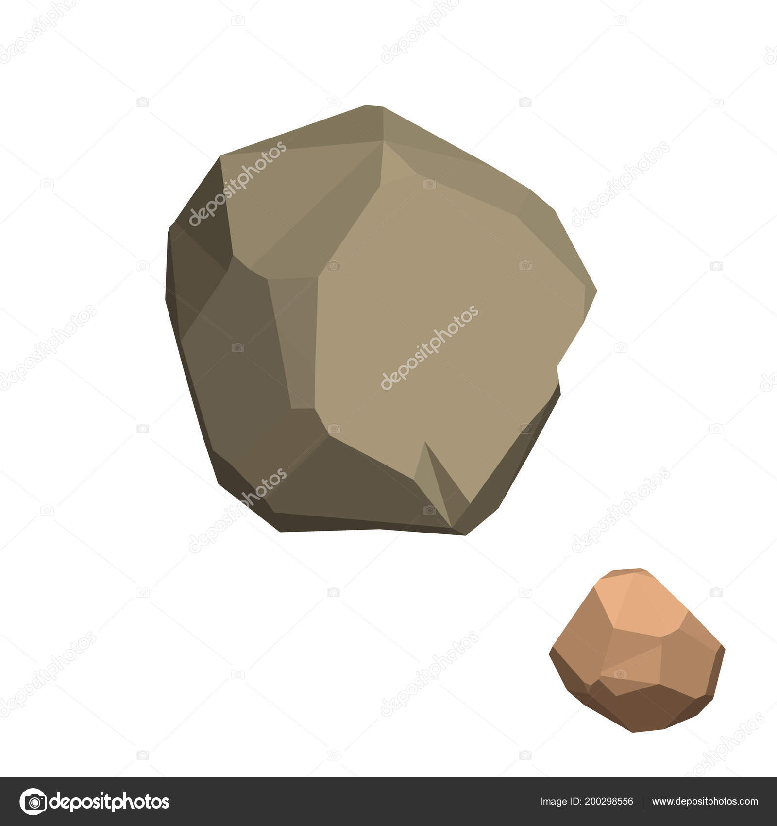 Polygonal Stone Isolated White Background Vector Illustration Isometric ...