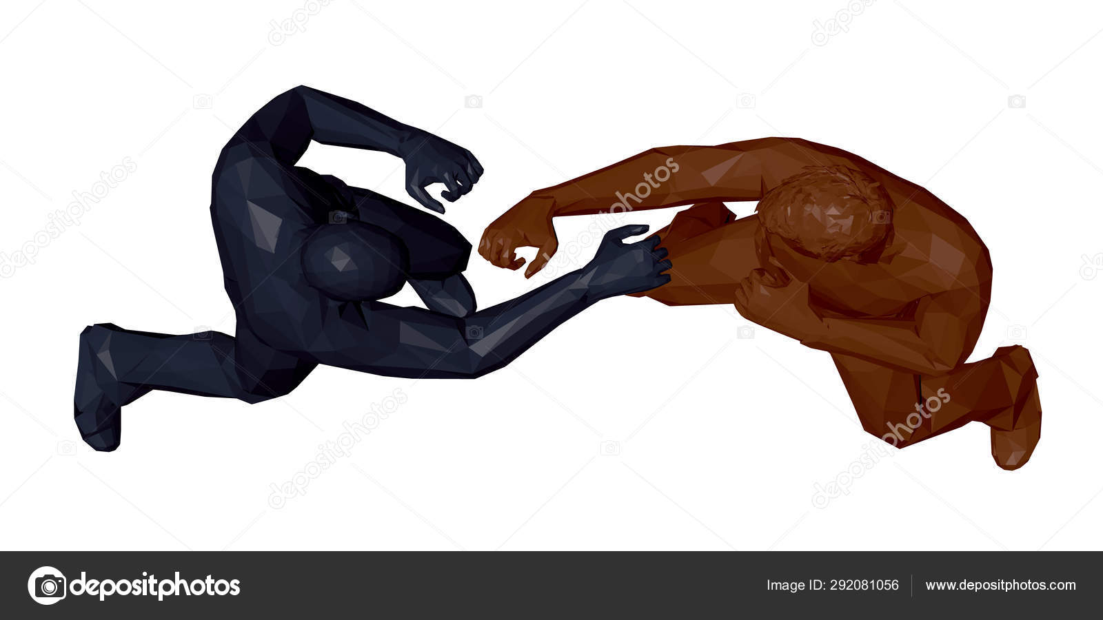 Men fighting. 3d Low poly vector illustration. Top view. Stock Vector ...