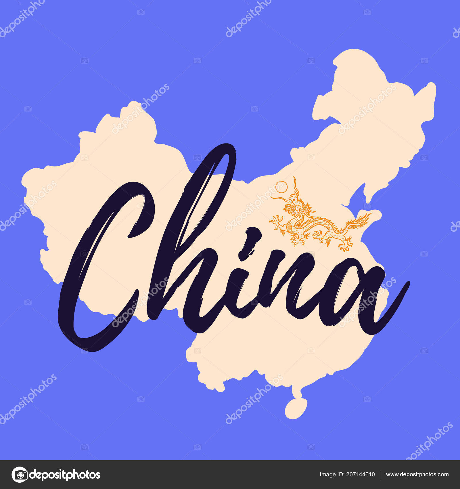 Map China Flat Graphic Dragon Sign Stock Illustration by ©lashmipics ...