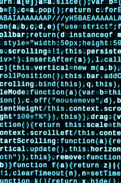 Javascript functions, variables, objects. Monitor closeup of function source code. IT specialist ...