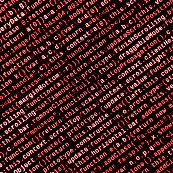 Writing programming code on laptop. Digital binary data on computer ...