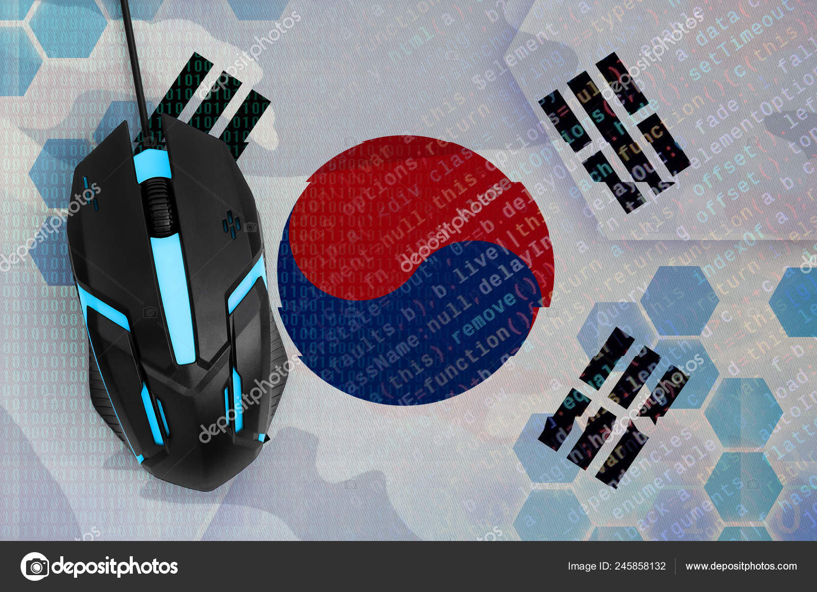 South Korea Flag Modern Backlit Computer Mouse Concept Digital Threat ...
