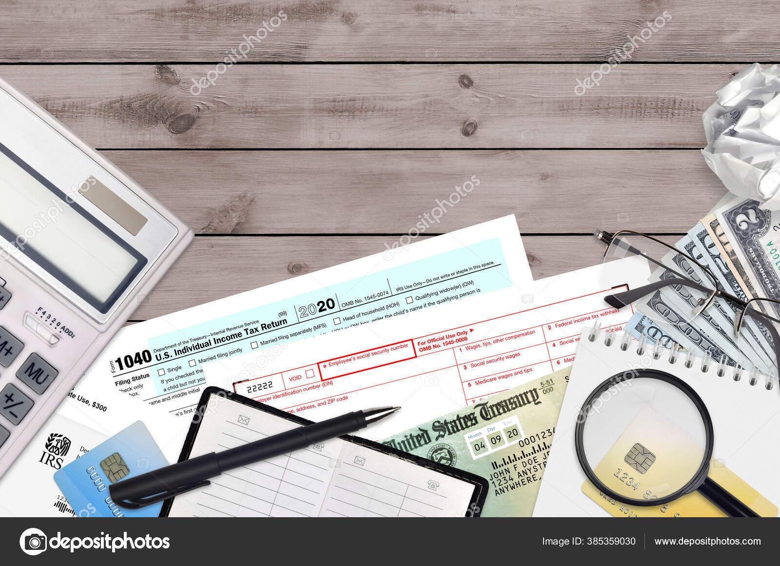 Irs Form 1040 Individual Income Tax Return Wage Tax Statement — Stock ...