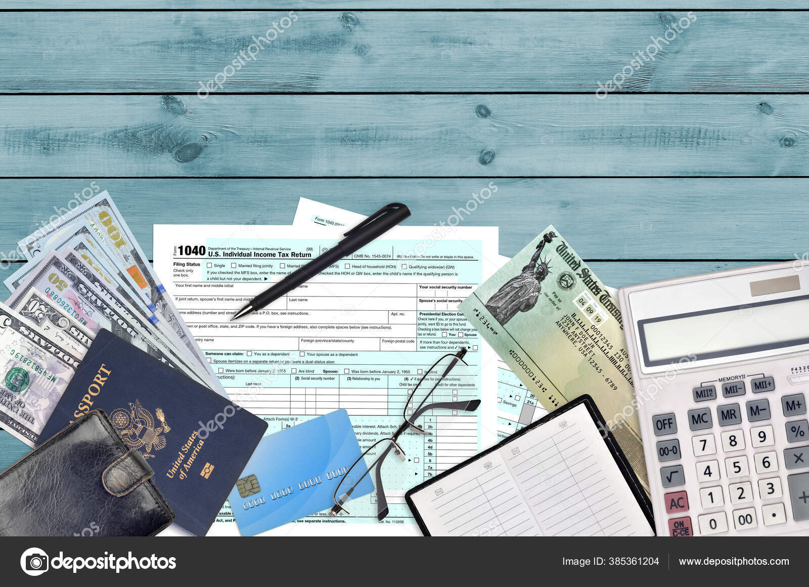 Irs Form 1040 Individual Income Tax Return Refund Check Lies — Stock ...