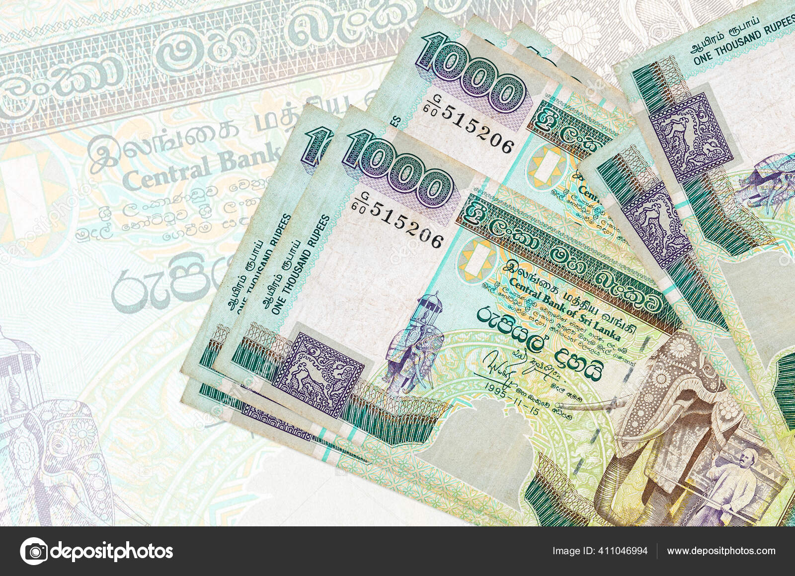 1000 Sri Lankan Rupees Bills Lies Stack Background Big Semi — Stock ...