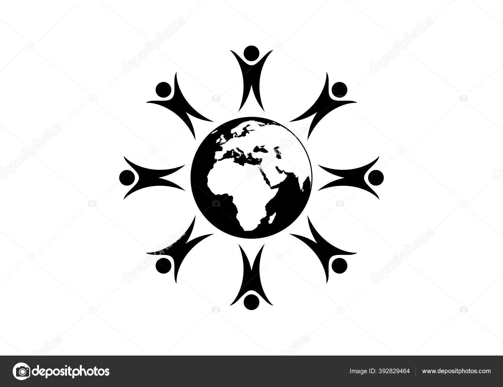 People Figures Standing Planet Earth Vector Group People Abstract Icon ...