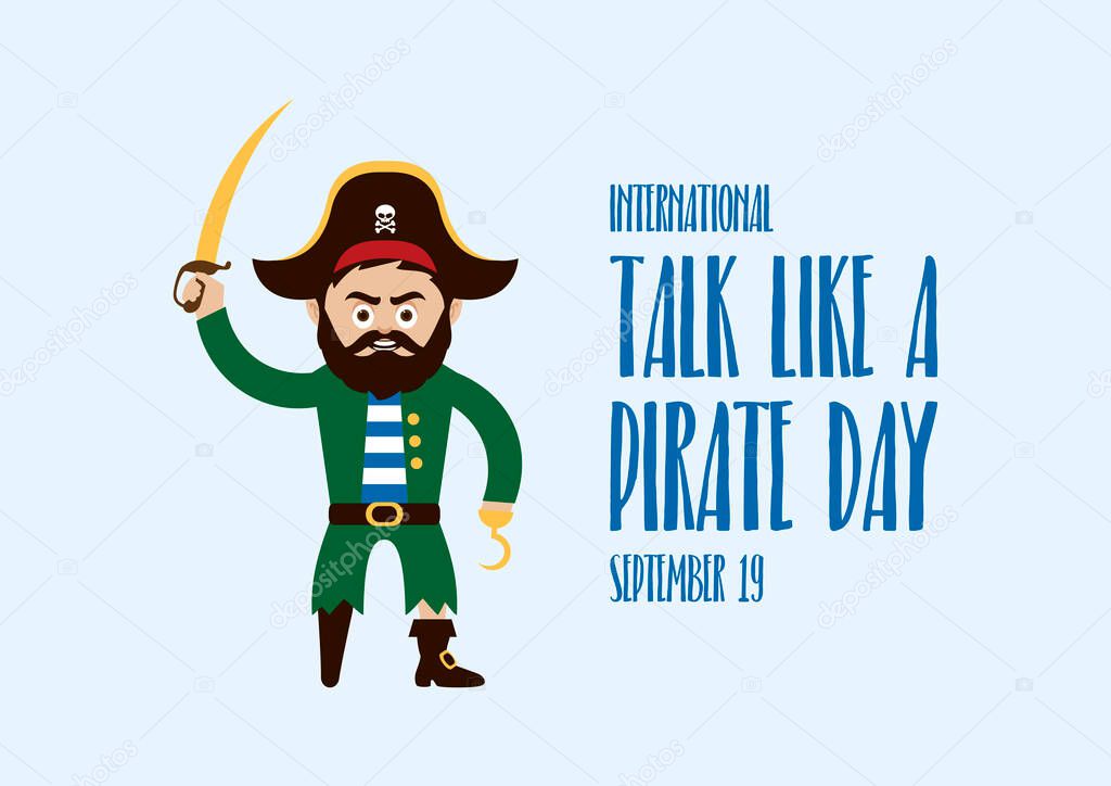 International Talk Like a Pirate Day vector. Capitán de mar con pata de ...