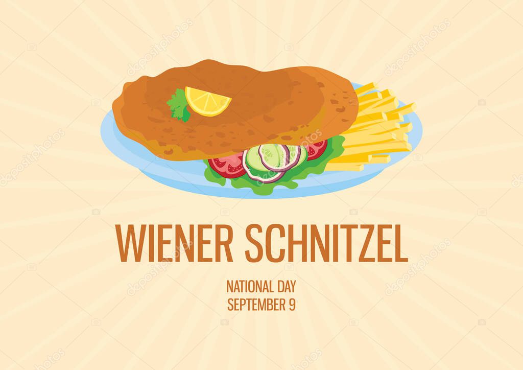 National Wiener Schnitzel Day vector. Schnitzel frito con vector de ...
