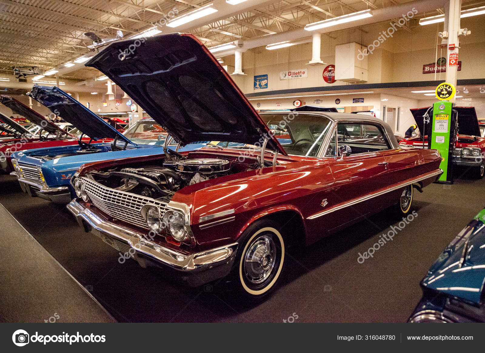 Red 1963 Chevrolet Impala SS displayed at the Muscle Car City mu ...