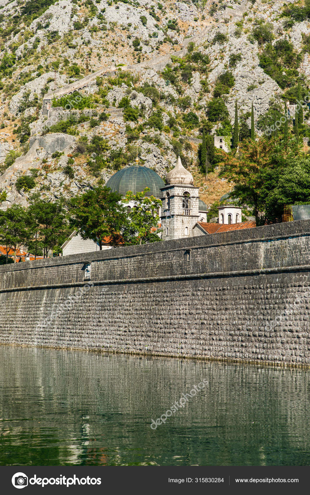 Panoramic aerial view on Kator bay mountains of Kotor. Montenegro ...