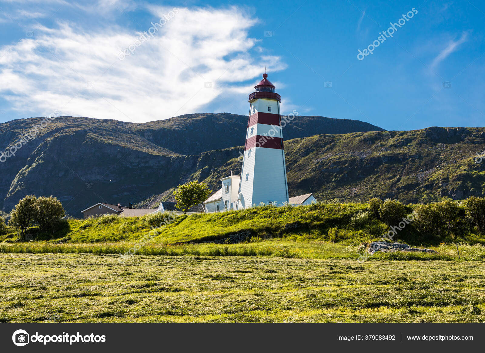 Alnes Lighthouse Clear Sky Godoy Island Alesund Norway — Stock Photo ...