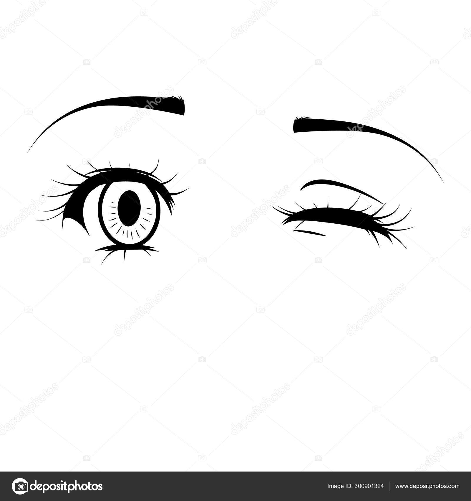 Ojos de niña, ojos sobre un fondo blanco. Una mirada, un guiño. Vector ...