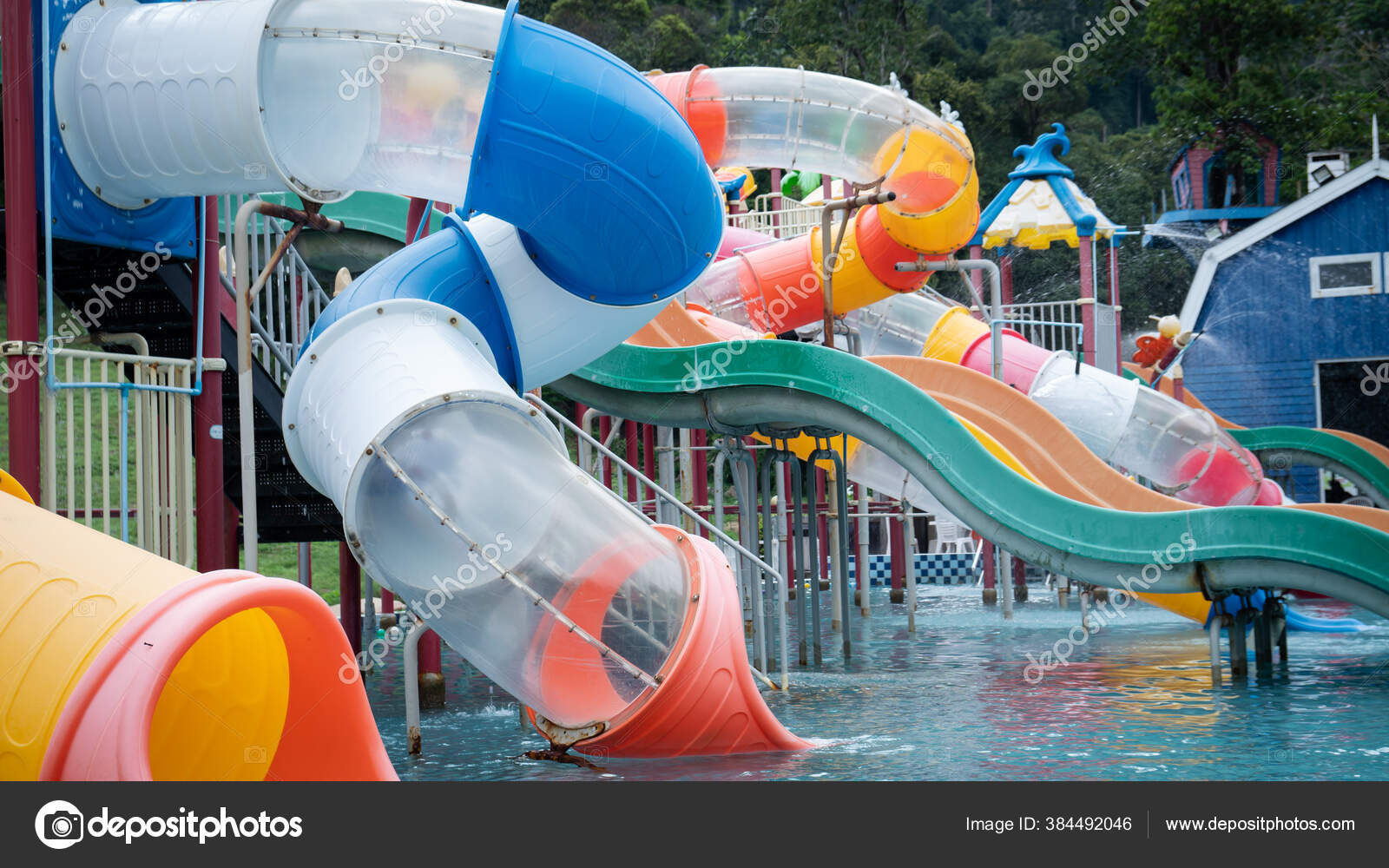Water Park Sliders Pool Park Stock Photo by ©ruttapum2 384492046