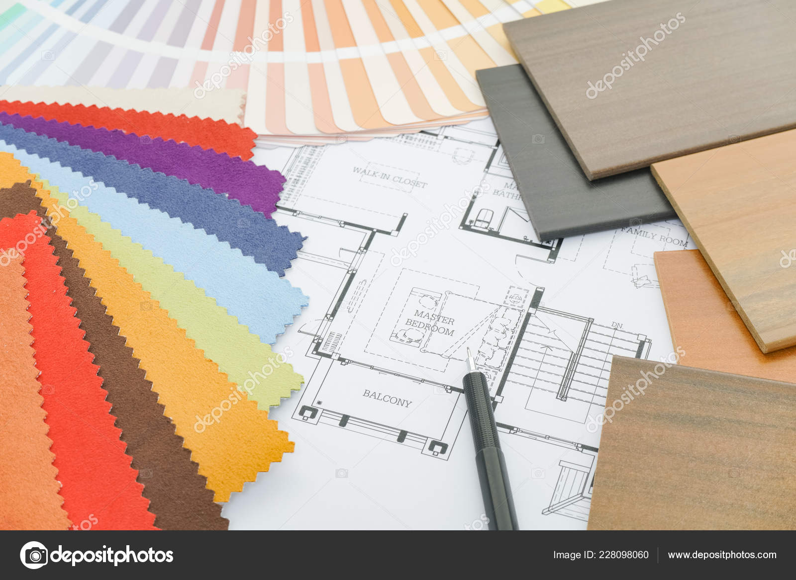Samples Material Drawing Working Table Designer — Stock Photo ...