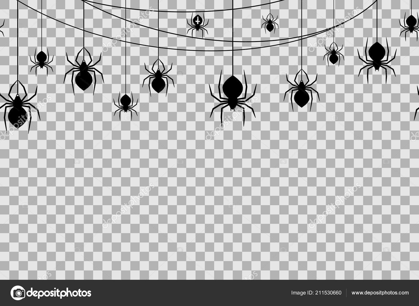 Seamless pattern with spiders for Halloween celebration on transparent ...