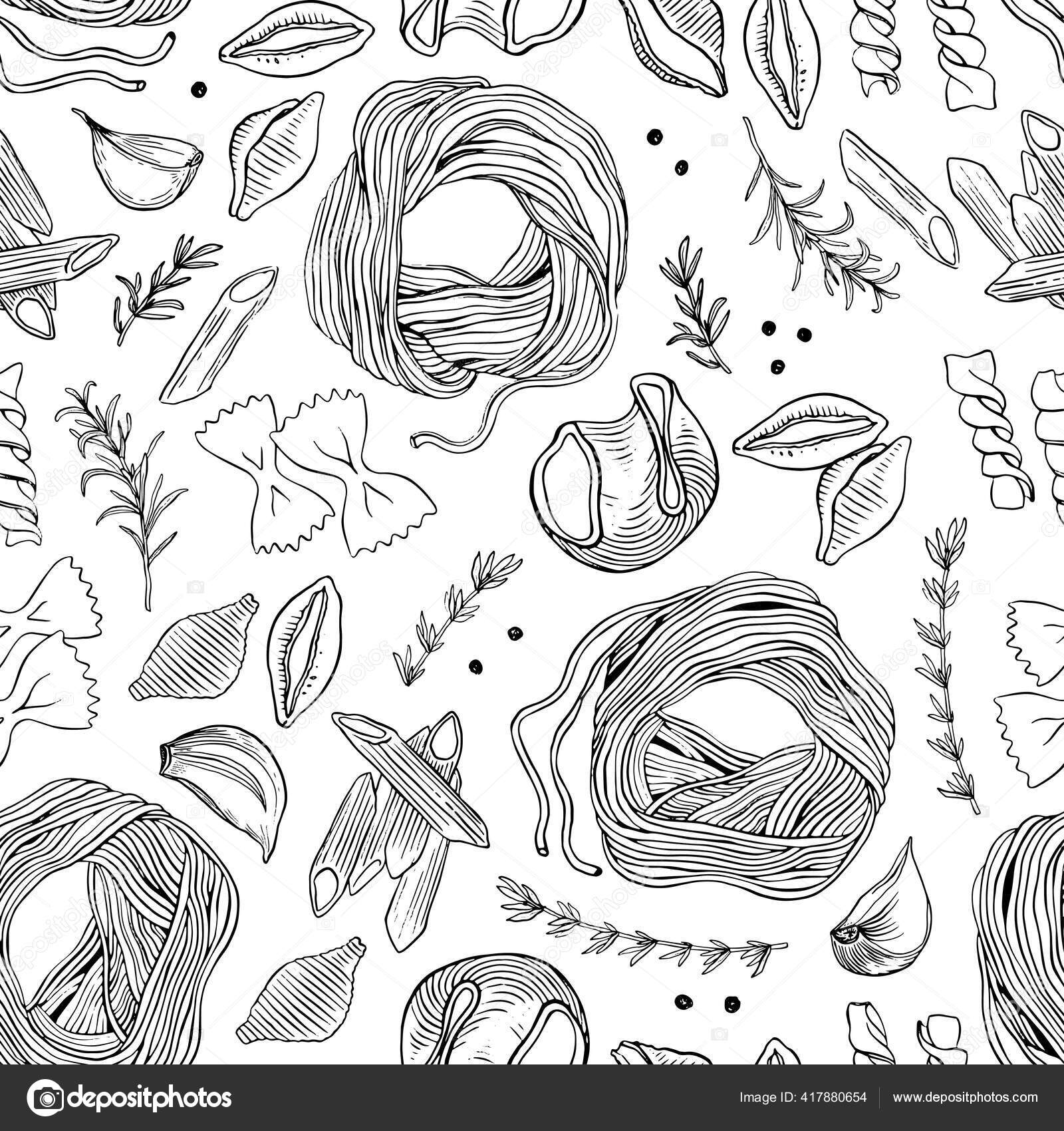 Black And White Pasta Drawing