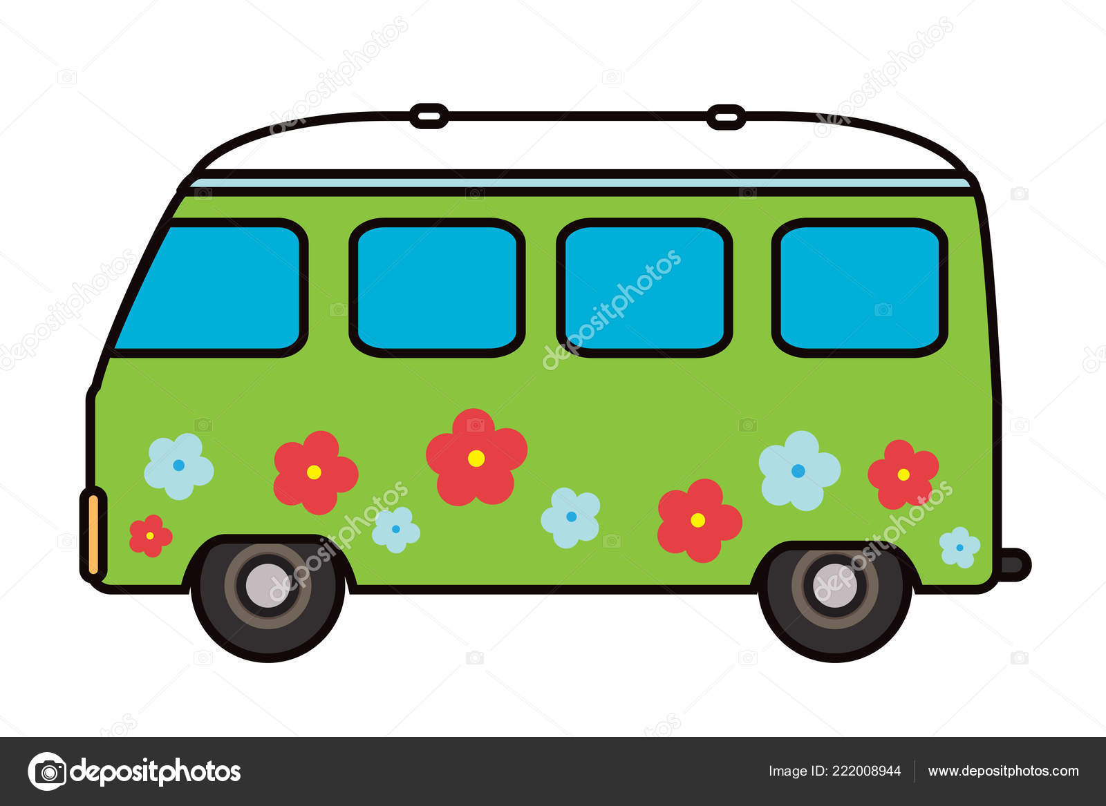 Hippie Bus White Background Vector Illustration — Stock Vector © alina ...