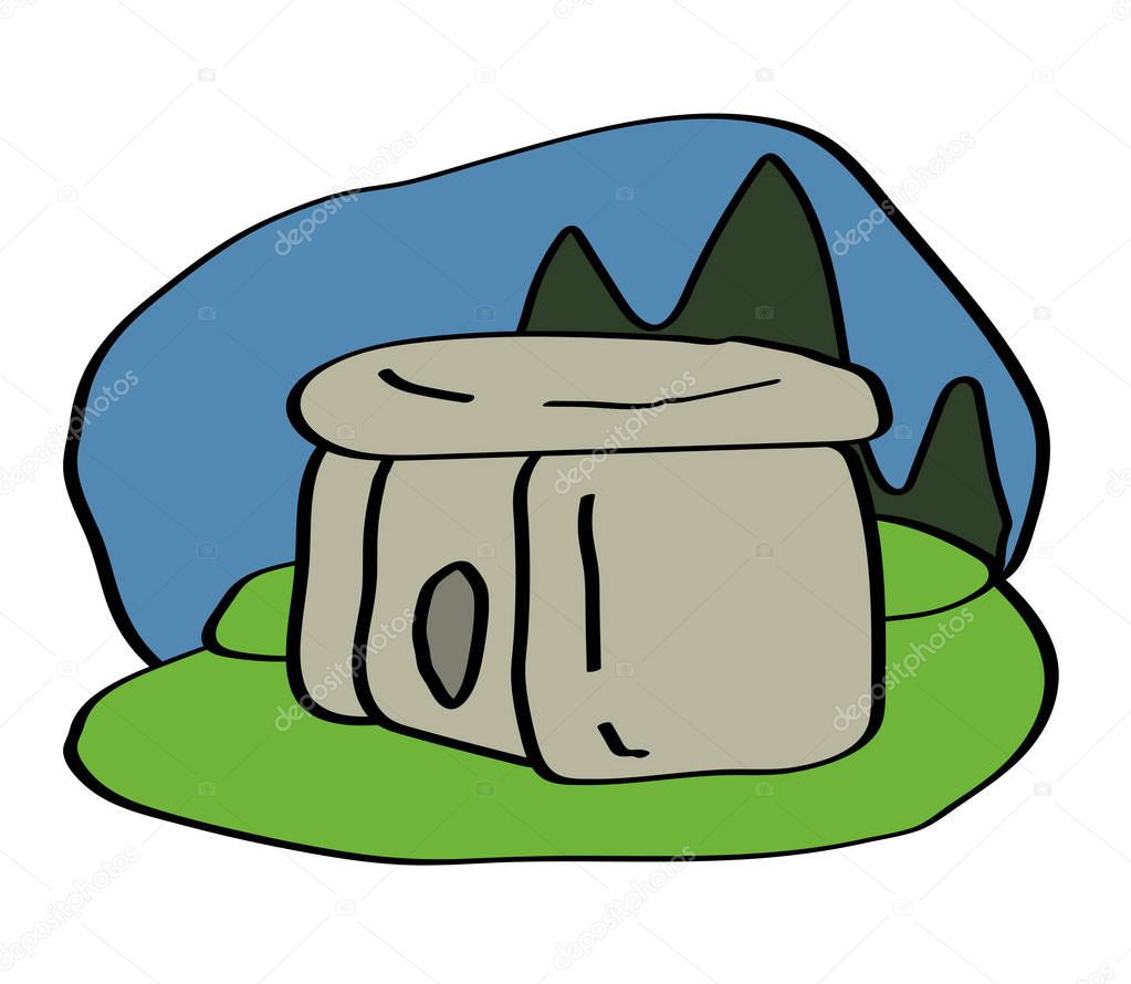 Dolmen en un fondo de la naturaleza. Dibujos animados. Ilustración ...