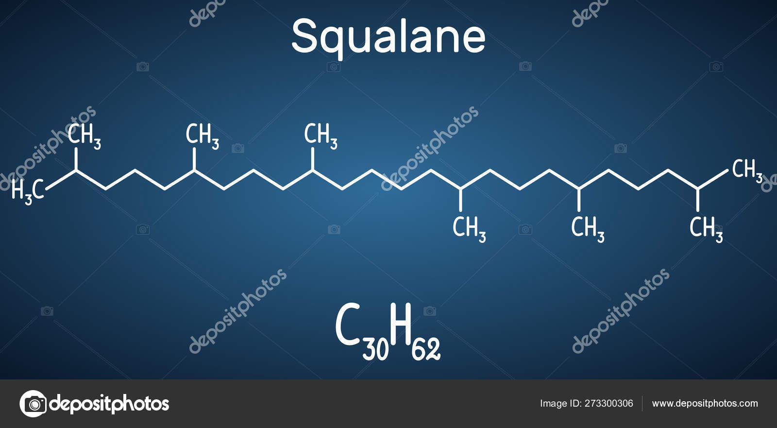 Squalane molecule. It is used in cosmetics as emollient and moisturizer ...