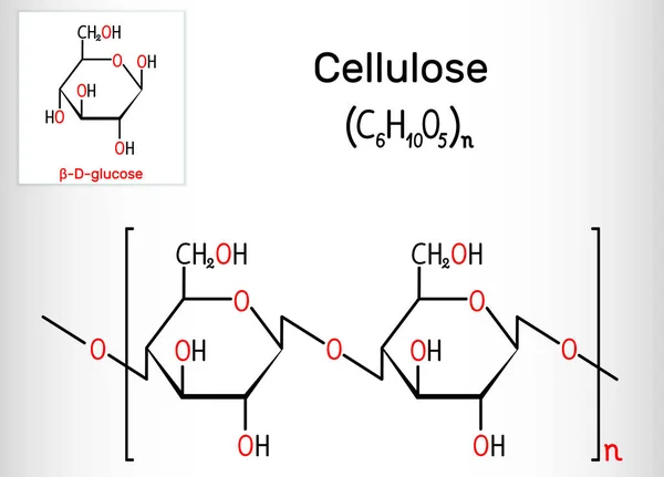 Molécula polisacárida de celulosa. Fórmula química estructural 2024