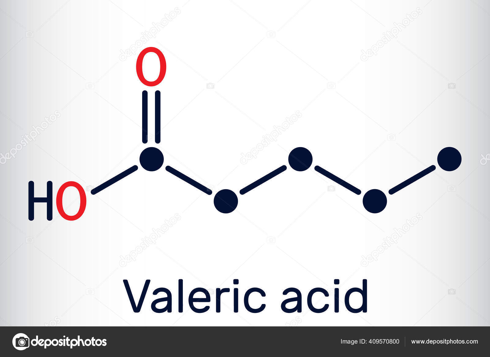 Valeriansyra Pentansyra Eller Valeriatmolekyl Skelettkemisk Formel ...