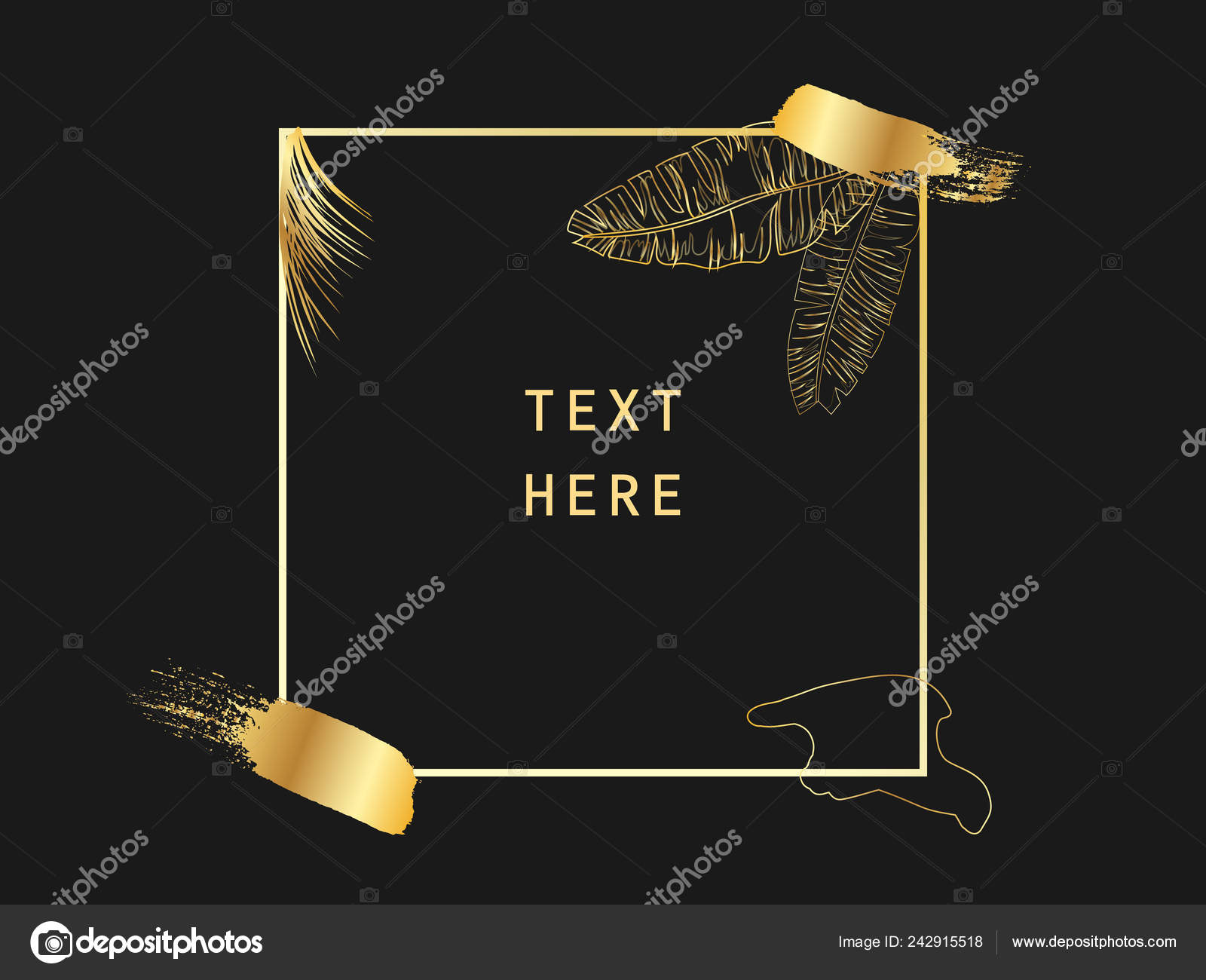 Metallic Gold Square Shape Label Logo Design Element Frame Floral Stock ...