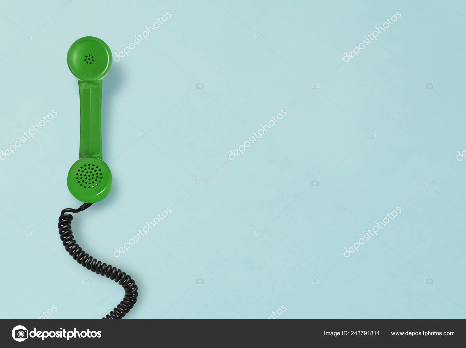 Telephone Receiver Laying Blue Background Stock Photo by ©Goir 243791814