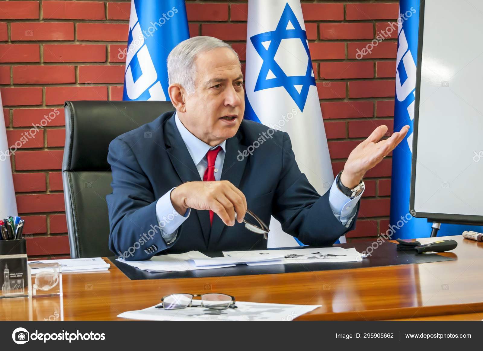 Tel Aviv Israel August 2019 Prime Minister Israel Meeting Journalists ...
