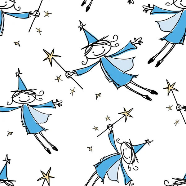 Seamless Background Flying Joyful Elves Girls Stock Vector Image by ...