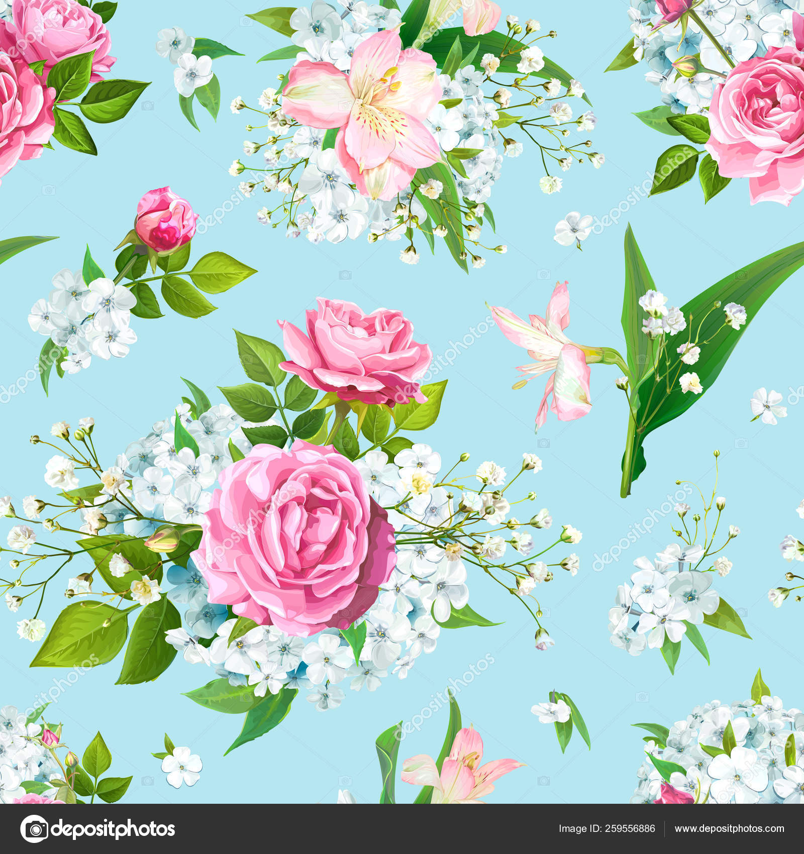 Light Blue And Pink Floral Background