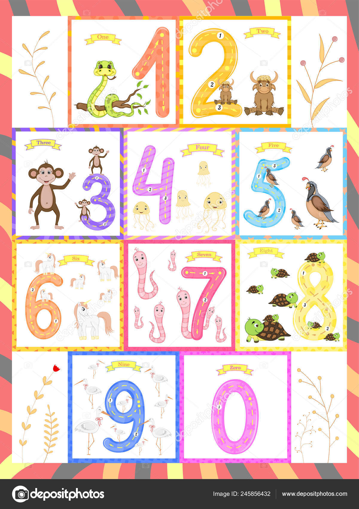 Children's Learning Count Write Study Numbers Stock Vector Image by ...