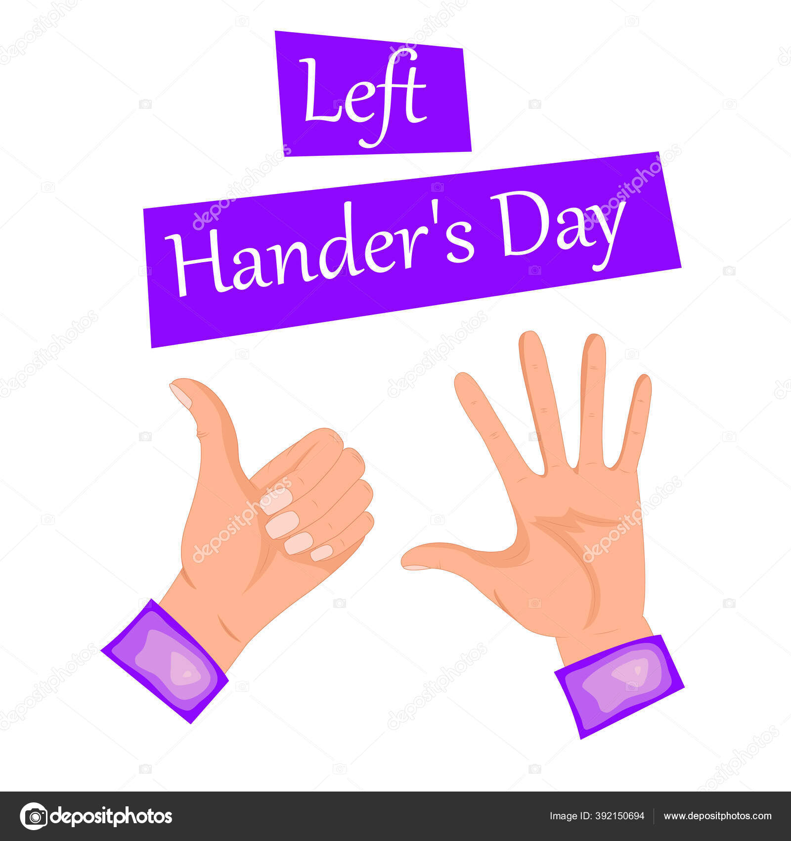 Congratulations International Day Lefties Illustration Two Hands Two ...