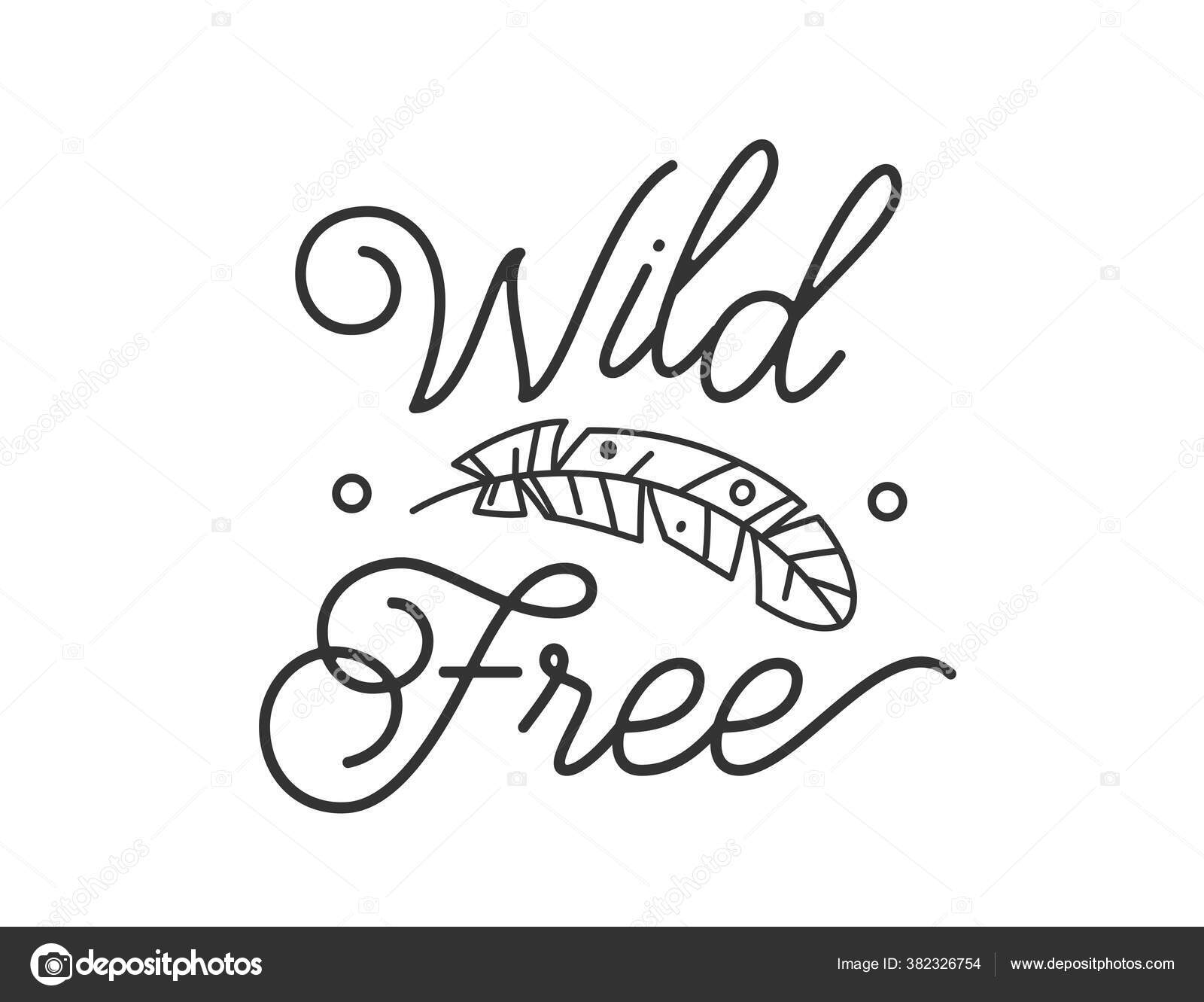 Wild Free Print Logo Feather Design Element Simple Flat Boho Stock ...