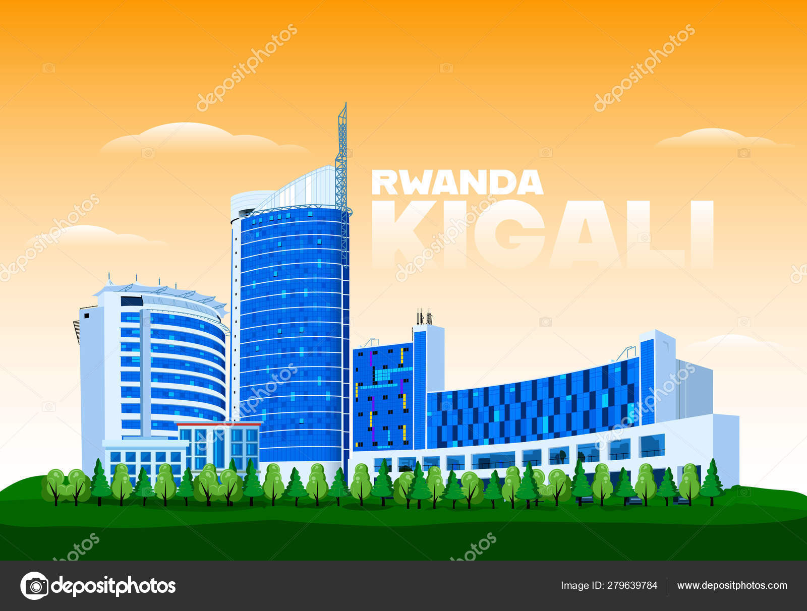 Vector Kigali City Buildings Abstract Landscape — Stock Vector © Sako ...