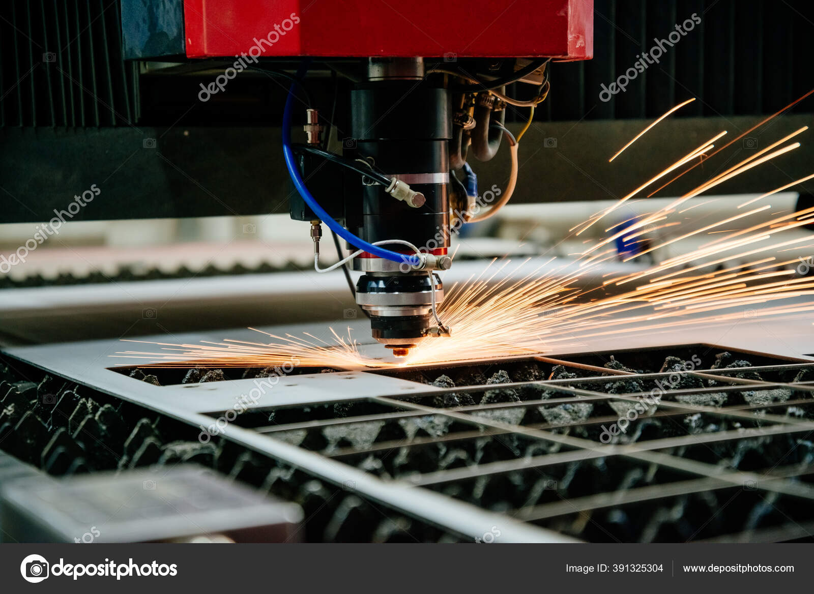 Laser Cutting Machine Metal Laser Cuts Metal Sparks Flying Cnc — Stock ...