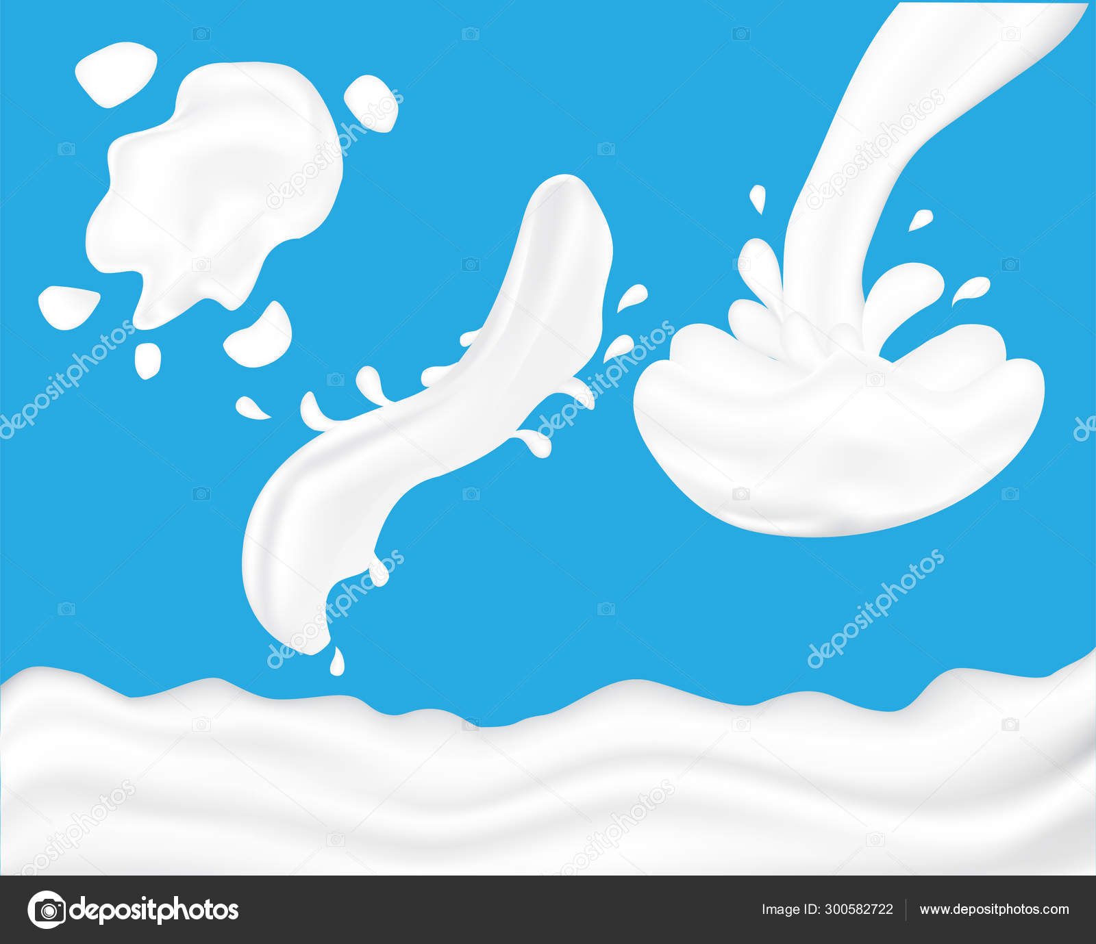 Set of realistic milk splash and pouring. Stock Vector by ...