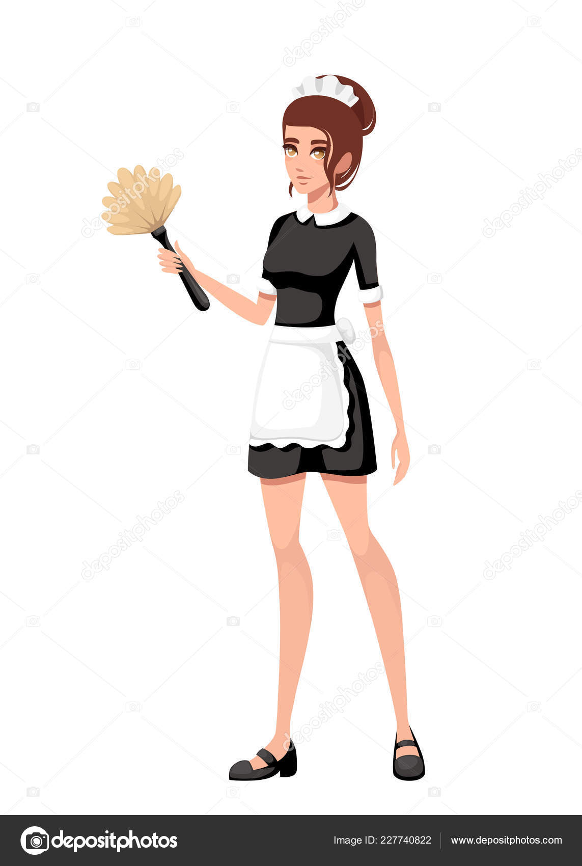 Hermosa Doncella Sonriente Traje Francés Clásico Diseño Personajes ...