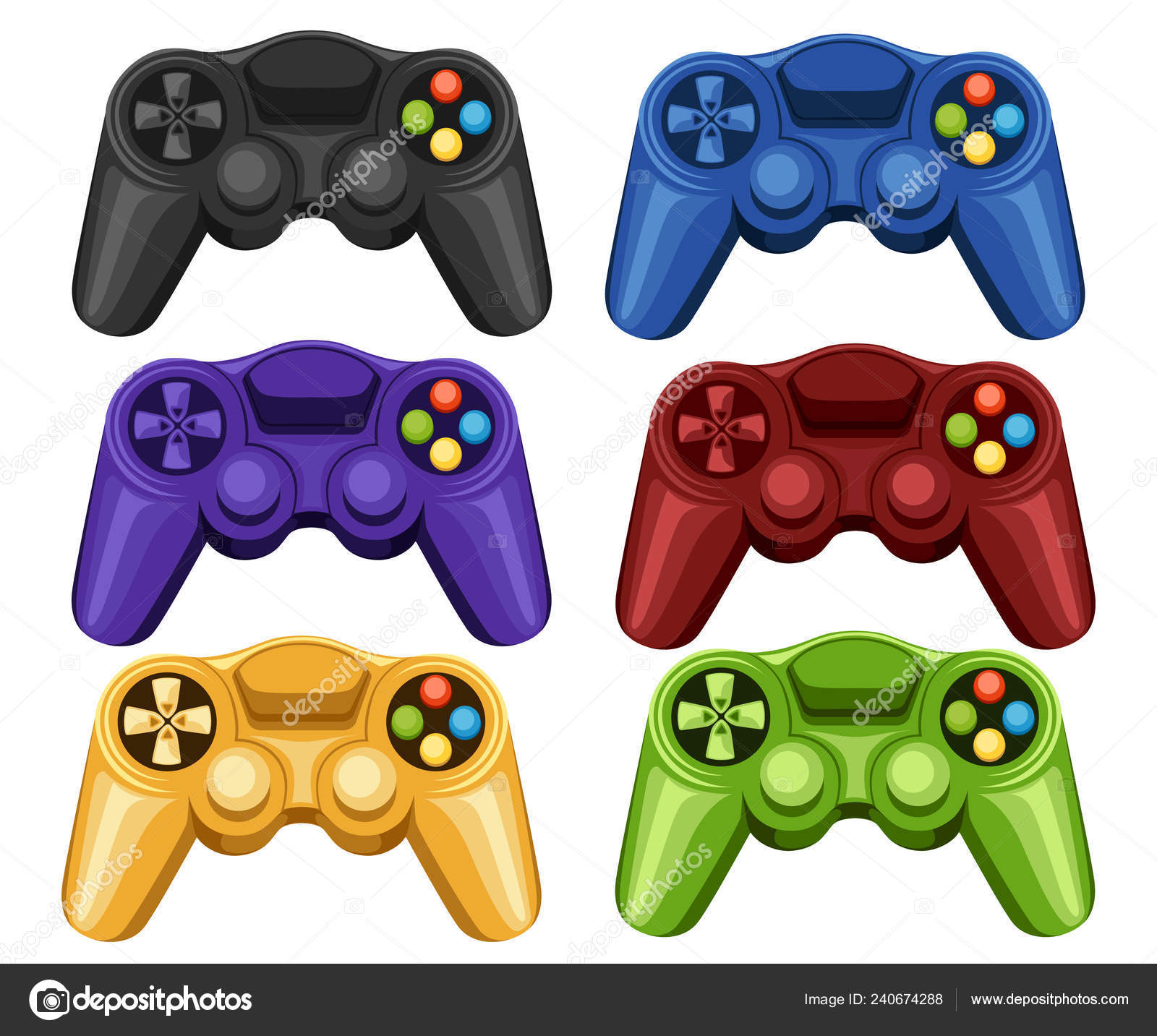 Set Colorful Wireless Game Pads Video Game Controller Gamepad Console ...