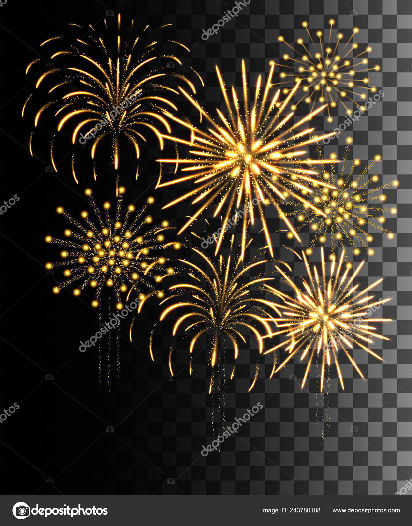 Gold Fireworks No Background