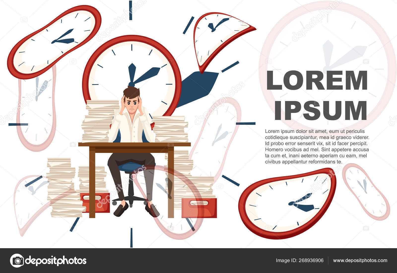 Man overwork in office. Cartoon character design. Worked overtime ...