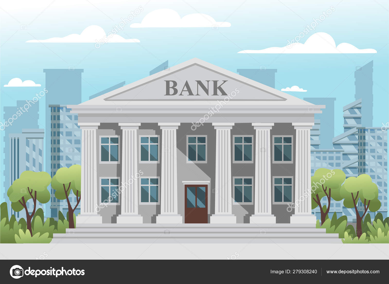 Bank Building Cartoon