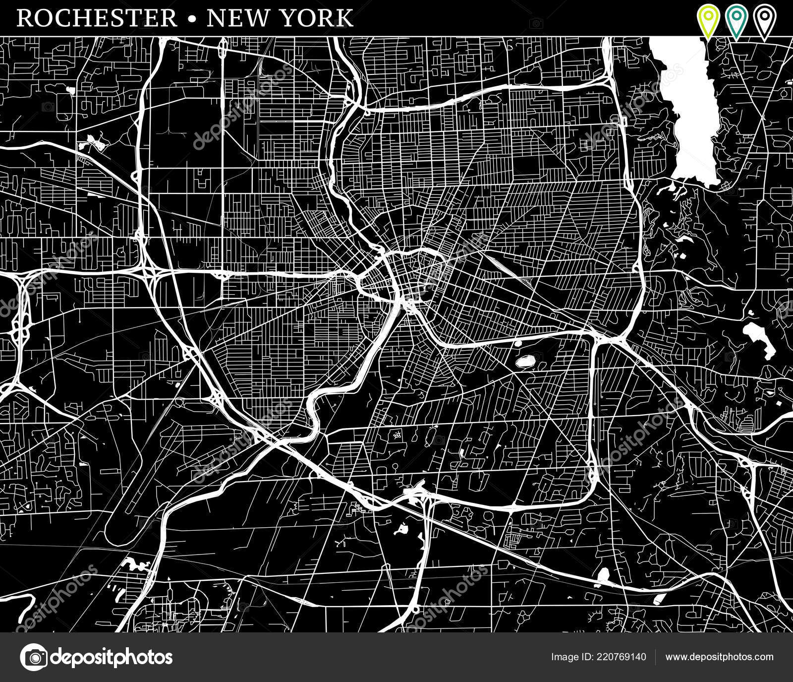 Mapa De Rochester-estado De Nueva York Rochester (Nueva York)