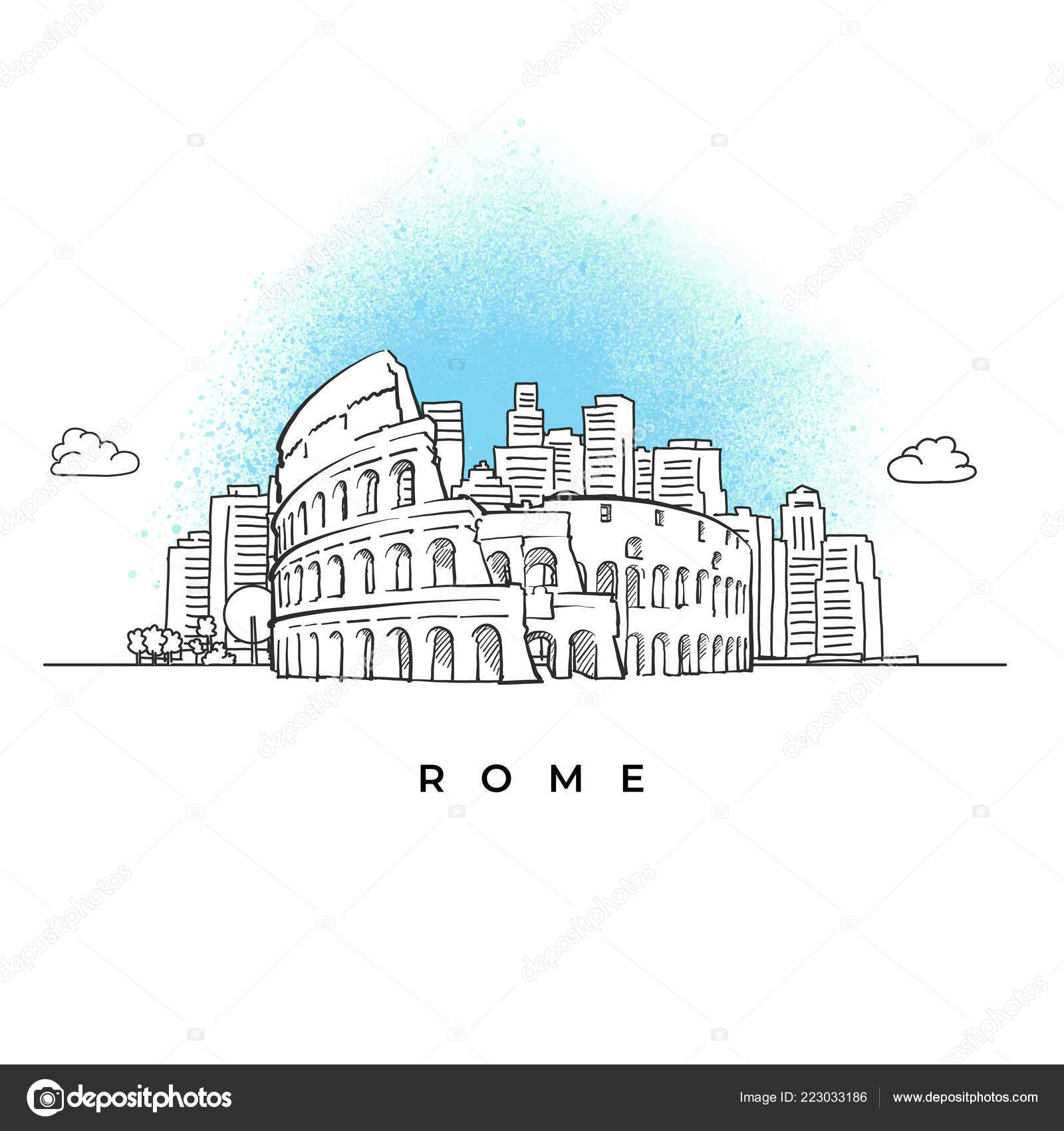 Zwart Wit Clipart Van De Skyline Van De Stad