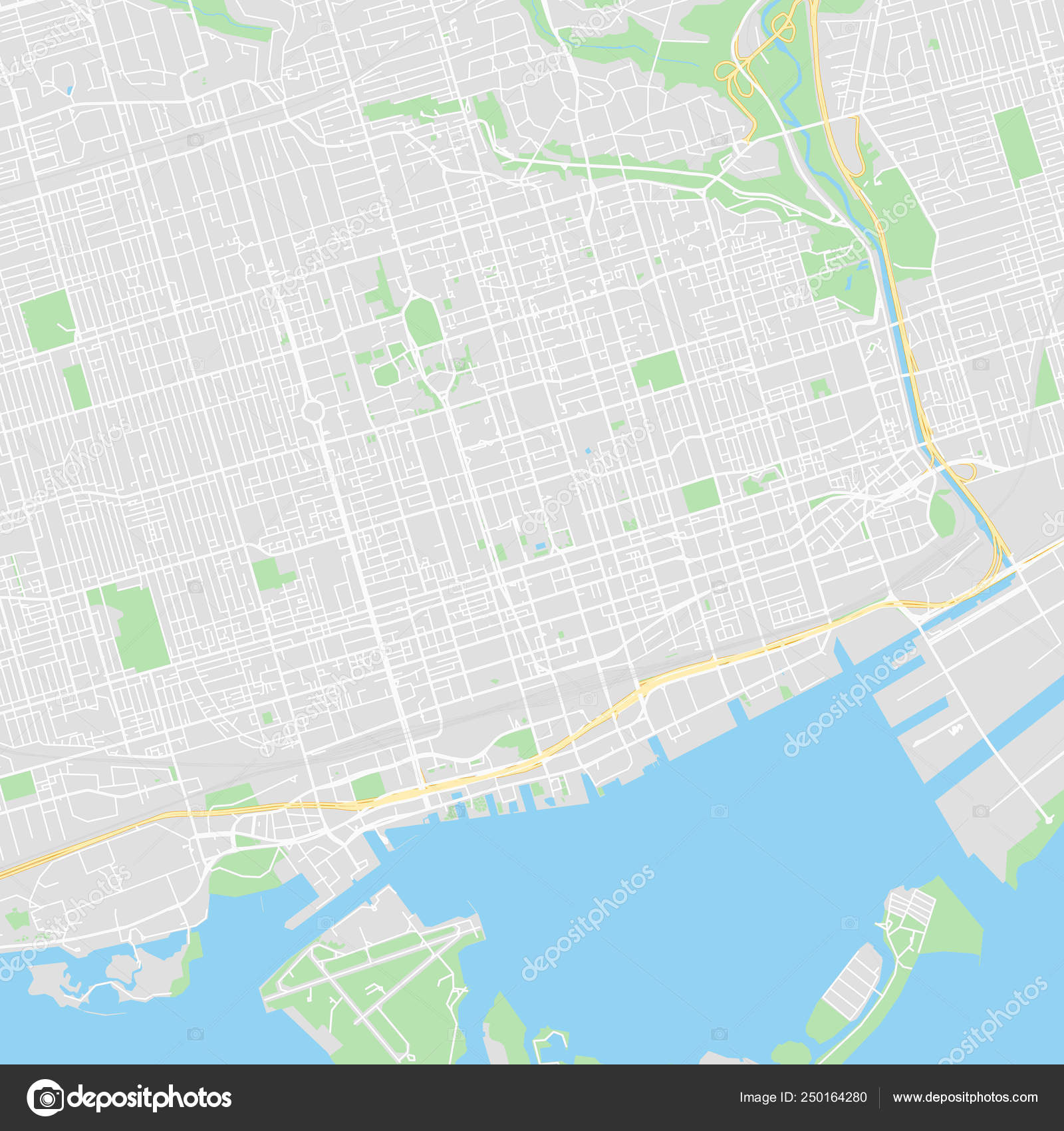 Downtown vector mapa de Toronto, Canadá Vector de stock #250164280 de ...